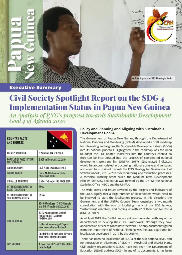 Papua New Guinea - Civil Society Spotlight Report on SDG 4 for HLPF ...
